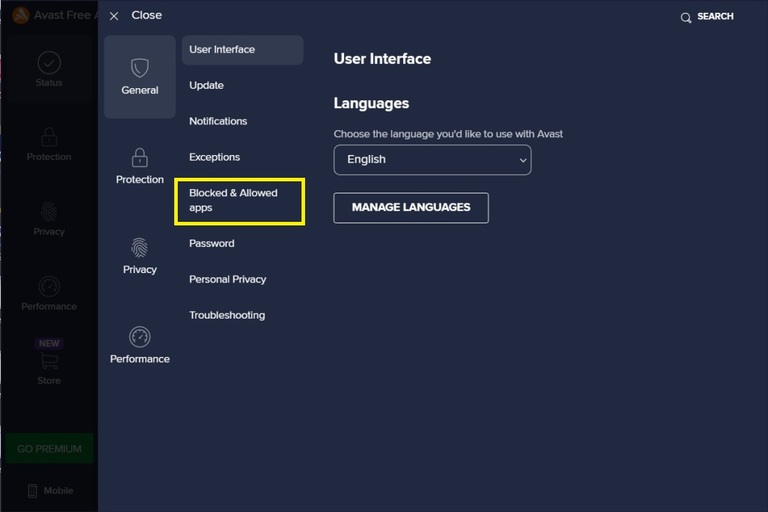 How to stop Avast from Blocking a Website